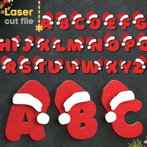 Santa Hat Alphabet SVG. Laser Cut File for Glowforge, Christmas Hat ...