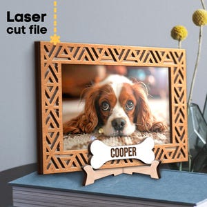Pet Photo Frames SVG Bundle. Laser Cut File for Glowforge, Cat Dog Name ...