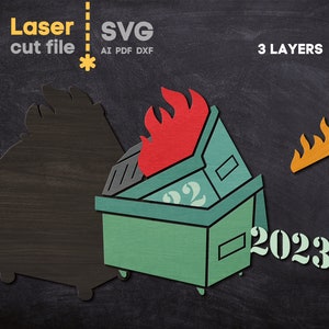 Dumpster Fire SVG. Laser Cut File for Glowforge Cricut. Merry Christmas ...