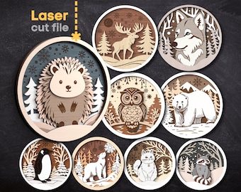 Forest Animals SVG Bundle. Laser Cut File for Glowforge, Wolf Raccoon ...