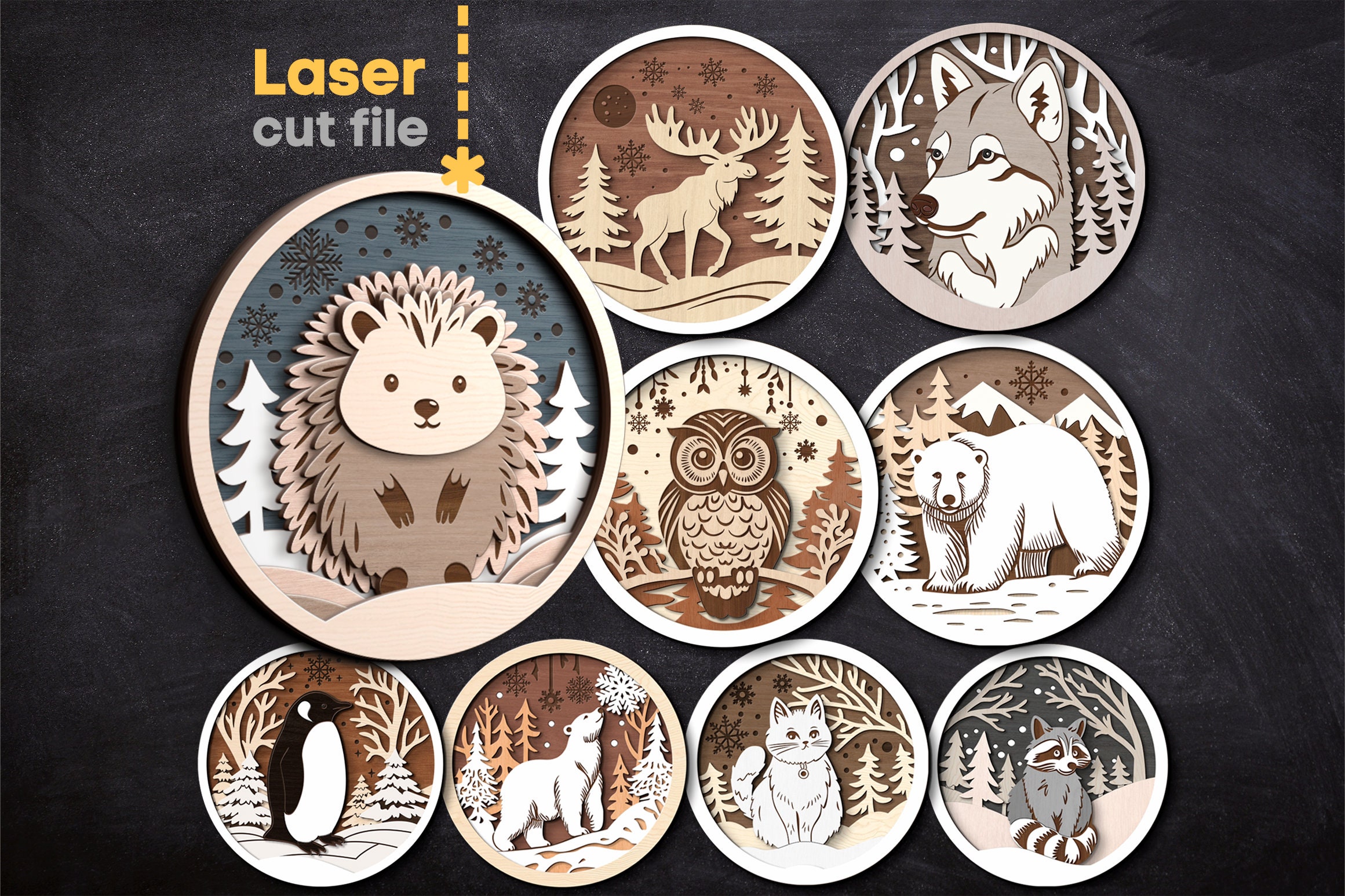 Winter Forest Animals SVG Bundle. Laser Cut File for Glowforge, Wolf ...