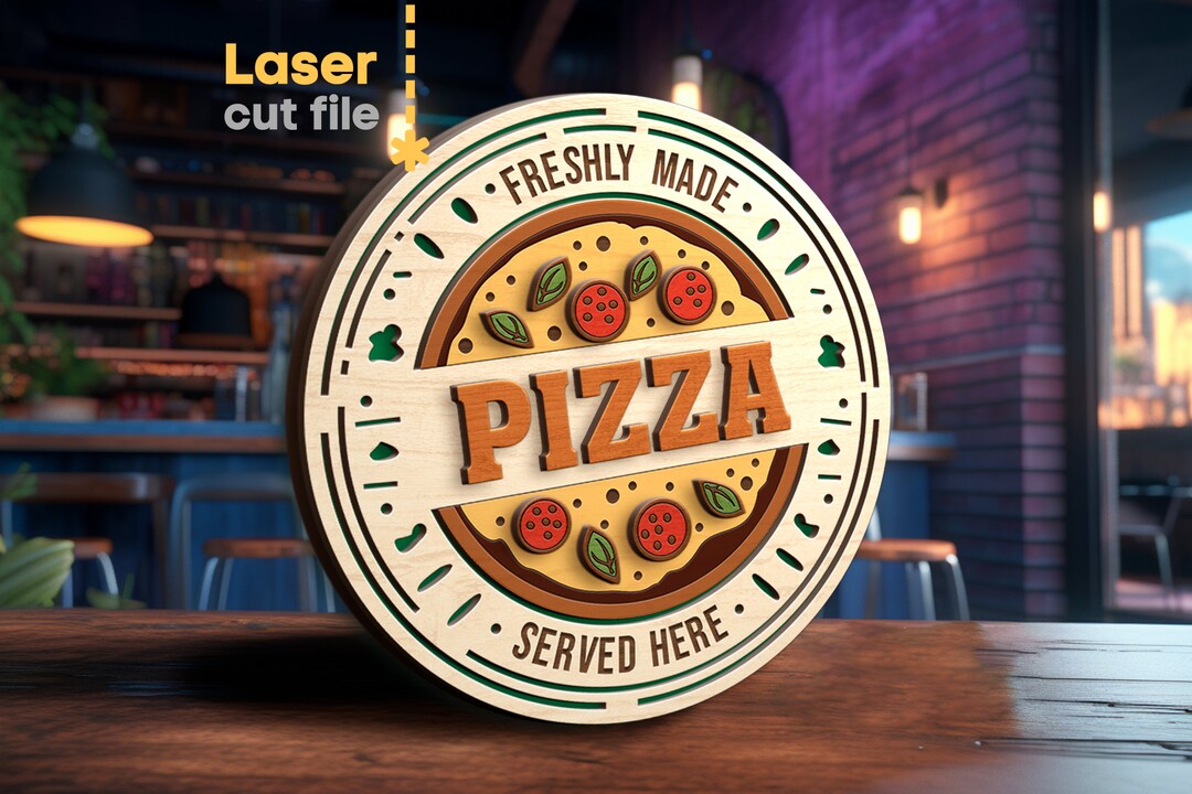 Pizza SVG. Laser Cut File for Glowforge, Fast Food, Freshly Made ...