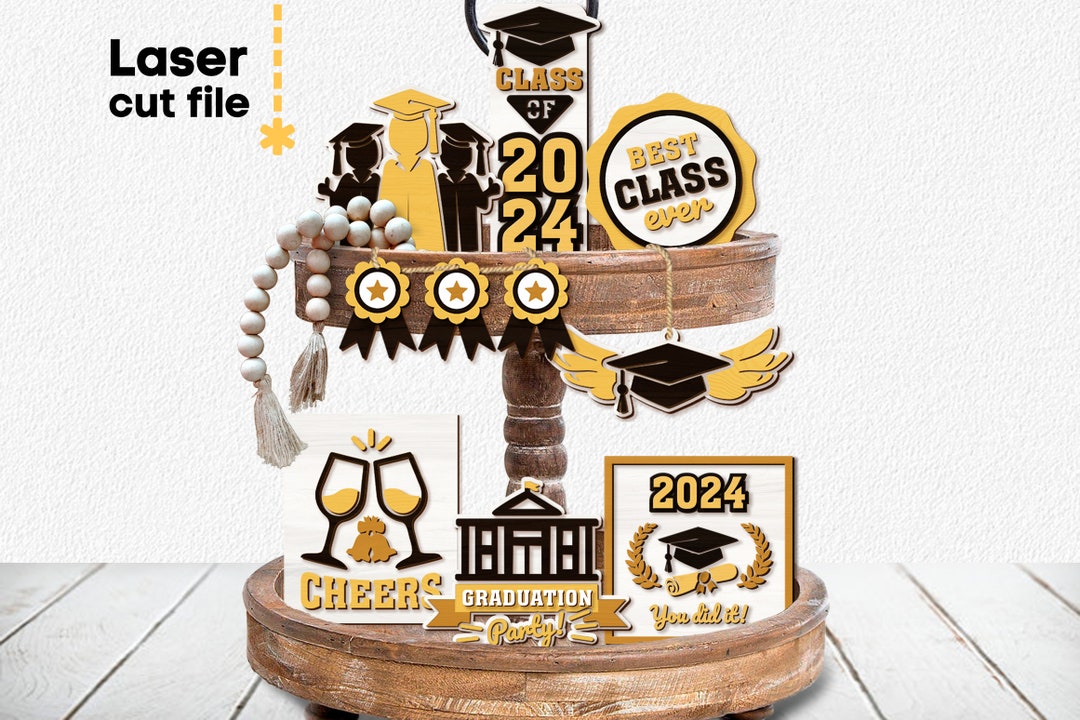Graduation Tiered Tray SVG. Laser Cut File for Glowforge, School ...