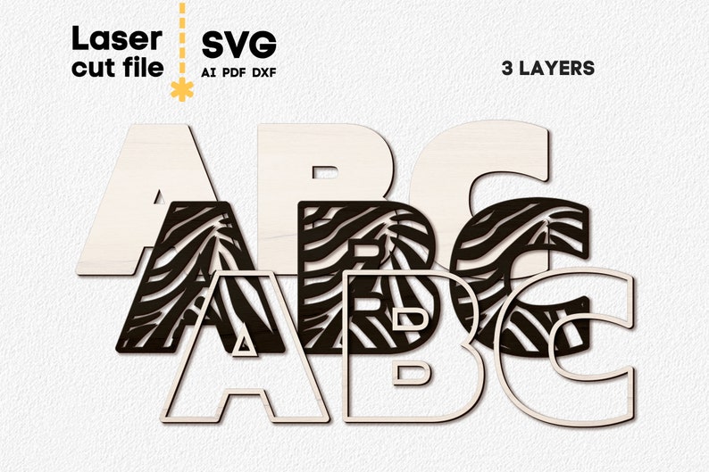 Zebra Alphabet SVG. Laser Cut File for Glowforge Cricut - Etsy