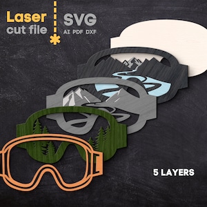 Ski Mask Ornament SVG. Laser Cut File for Glowforge, Mountains, River ...