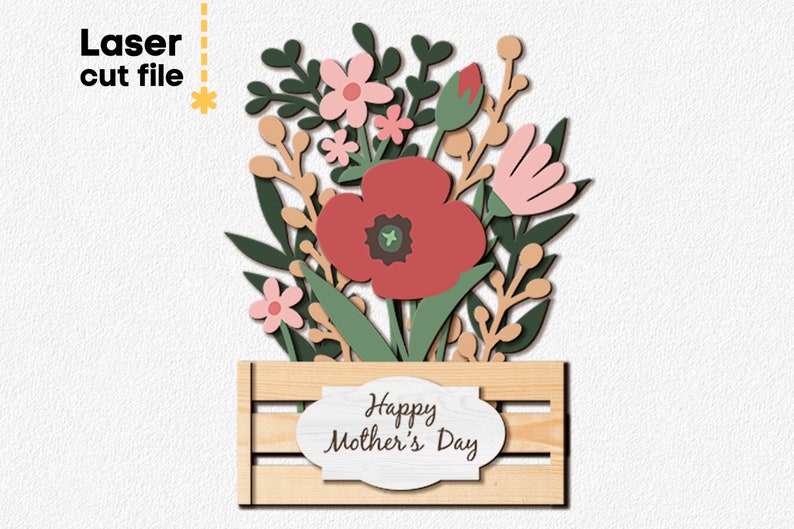 Mother's Day Flower Box SVG. Laser Cut File for Glowforge - Etsy