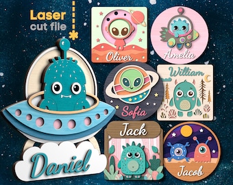 Aliens Baby Name Sign SVG Bundle. Laser Cut File for Glowforge ...