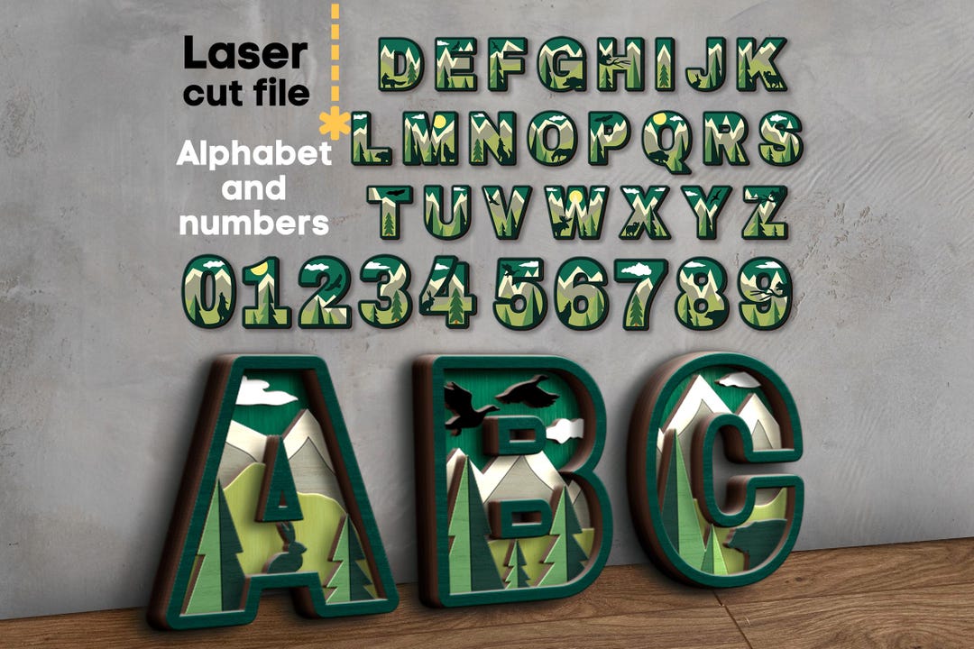 Nature Alphabet and Numbers SVG. Laser Cut File for Glowforge, Forest ...