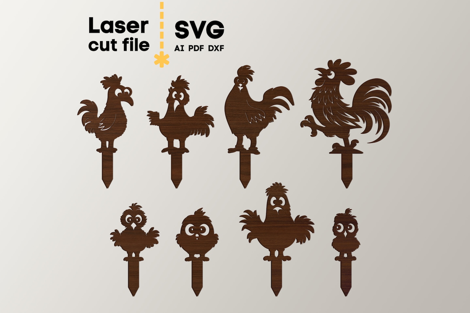 Chicken SVG Bundle. Laser Cut File for Glowforge, Rooster Chick Farm ...