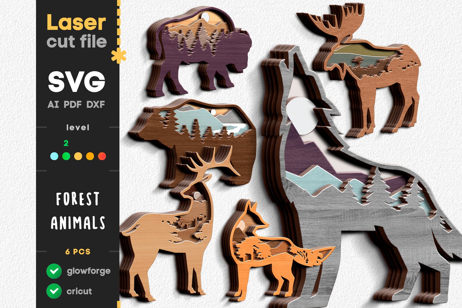 Forest Animals SVG Bundle. Laser Cut File for Glowforge - Etsy