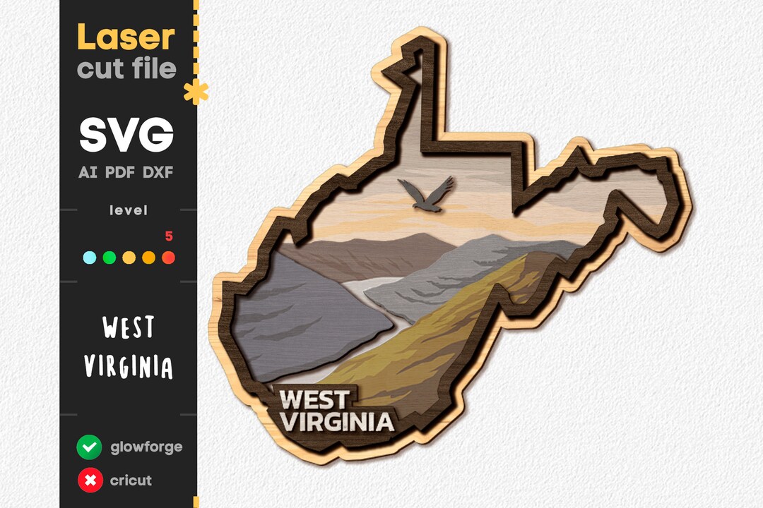 West Virginia SVG. Laser Cut File for Glowforge, American States Svg ...