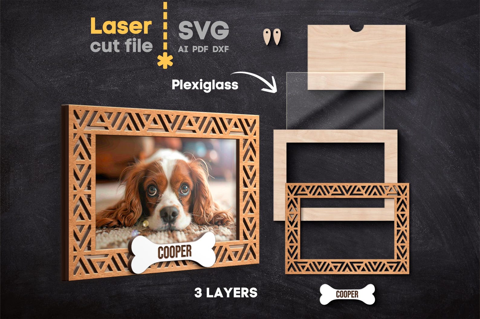 Pet Photo Frames SVG Bundle. Laser Cut File for Glowforge, Cat Dog Name ...
