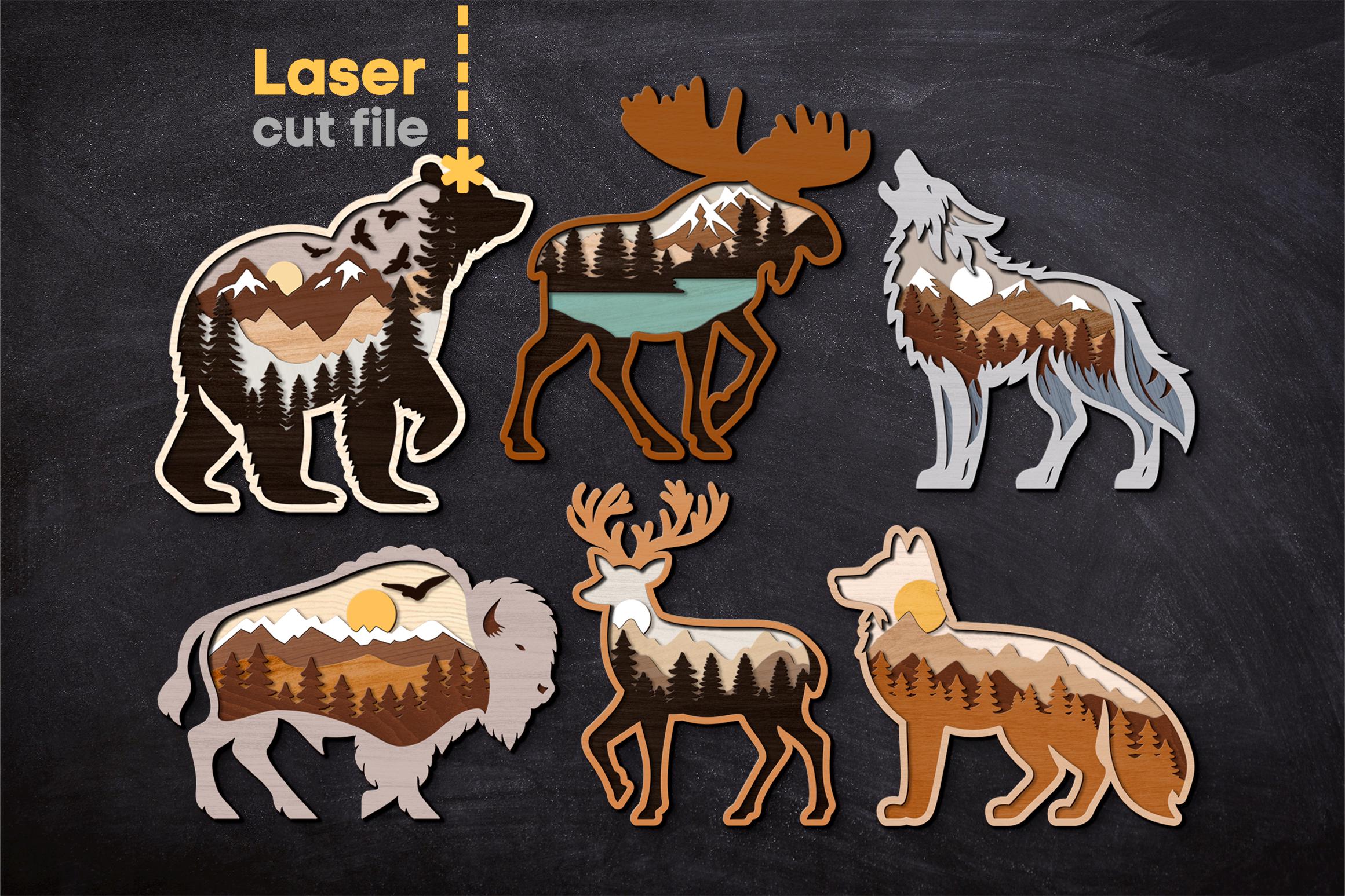 Forest Animals SVG Bundle. Laser Cut File for Glowforge, Nature Wolf ...