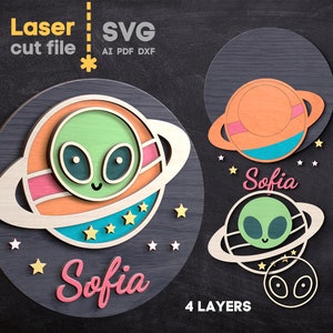 Aliens Baby Name Sign SVG Bundle. Laser Cut File for Glowforge ...
