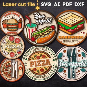 Fast Food SVG Bundle. Laser Cut File for Glowforge, Pizza Burger Hot ...