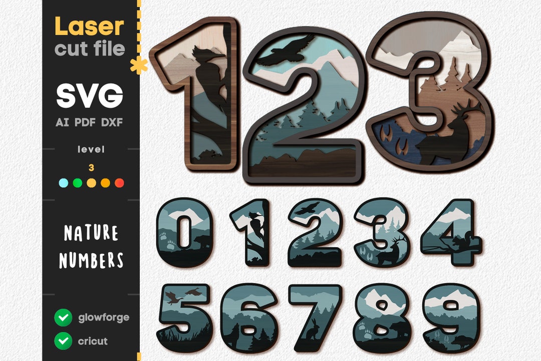 Alphabet Numbers SVG. Laser Cut File for Glowforge Cricut, Forest ...
