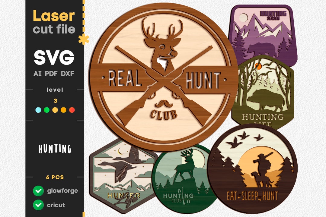 Hunting SVG Bundle. Laser Cut File for Glowforge Cricut, Duck Shotgun ...