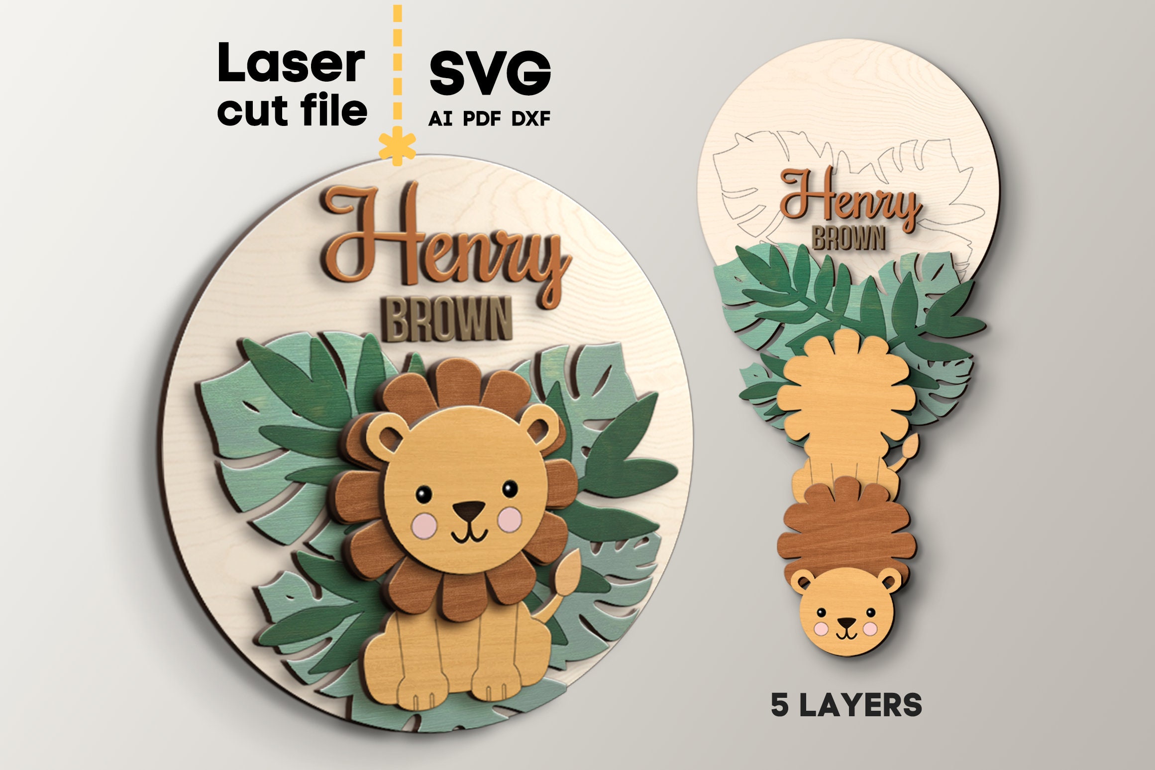Baby Name Sign SVG Bundle. Laser Cut File for Glowforge, Jungle Baby ...