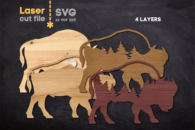 Bison SVG. Laser Cut File for Glowforge Cricut, Buffalo Forest Animals ...