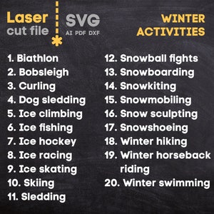 20 Winter Activities SVG Bundle. Laser Cut File for Glowforge, Winter ...