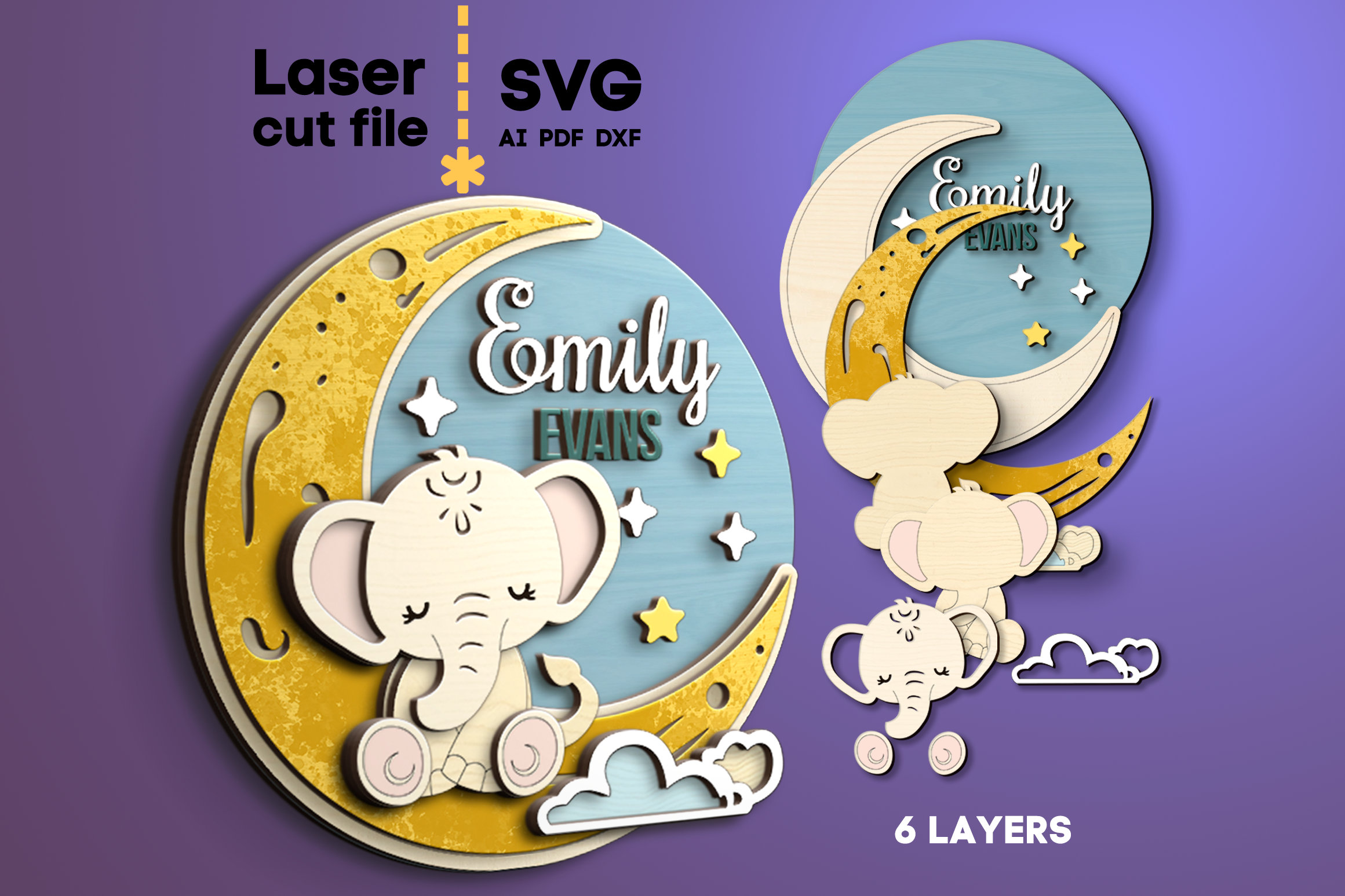 Baby Name Sign SVG Bundle. Laser Cut File for Glowforge, Baby Animals ...