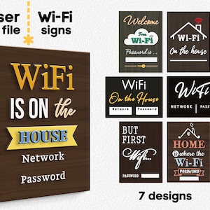 WIFI Sign Svg Bundle Laser Cut File for Glowforge Cricut. Wi Fi ...