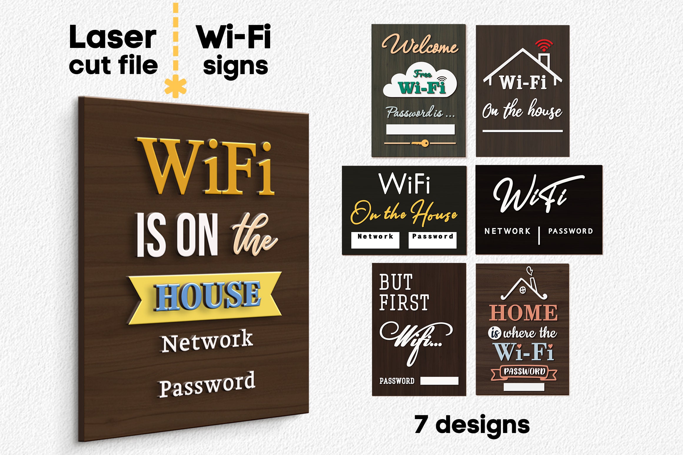 WIFI Sign Svg Bundle Laser Cut File for Glowforge Cricut. Wi - Etsy