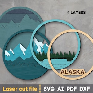 Alaska SVG. Laser Cut File for Glowforge, USA Painting Round Sign ...