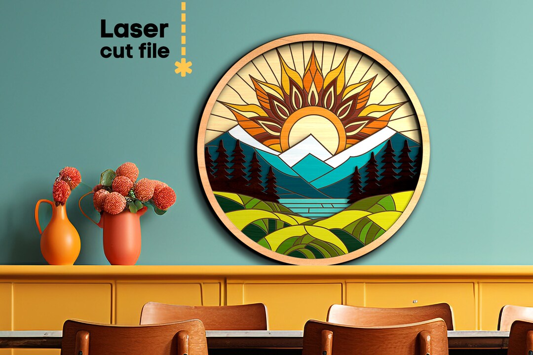 Nature Painting SVG. Laser Cut File for Glowforge, Forest Mountains ...