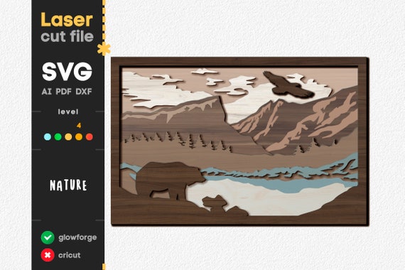 Nature SVG Signs Laser Cut File for Glowforge Mountains Lake - Etsy