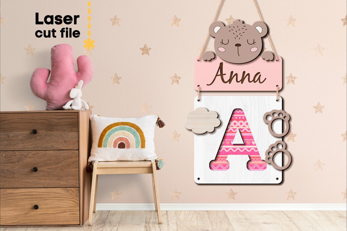 Baby Name Sign SVG Bundle. Laser Cut File for Glowforge Set - Etsy