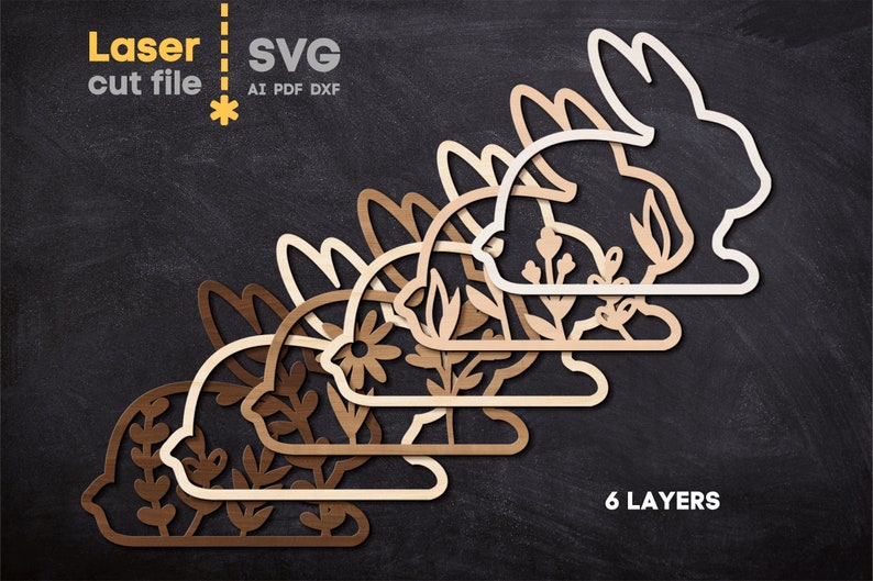 Easter Rabbits SVG Laser Cut File for Glowforge Cricut Floral - Etsy