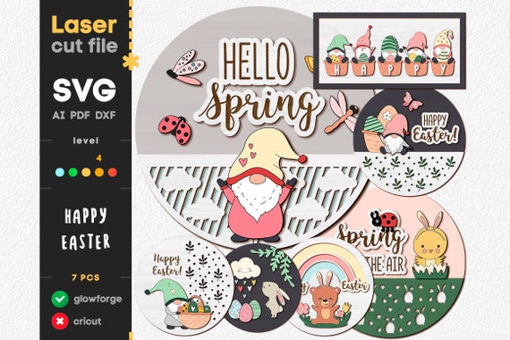 Easter Spring SVG Bundle. Laser Cut File for Glowforge Cricut | Etsy