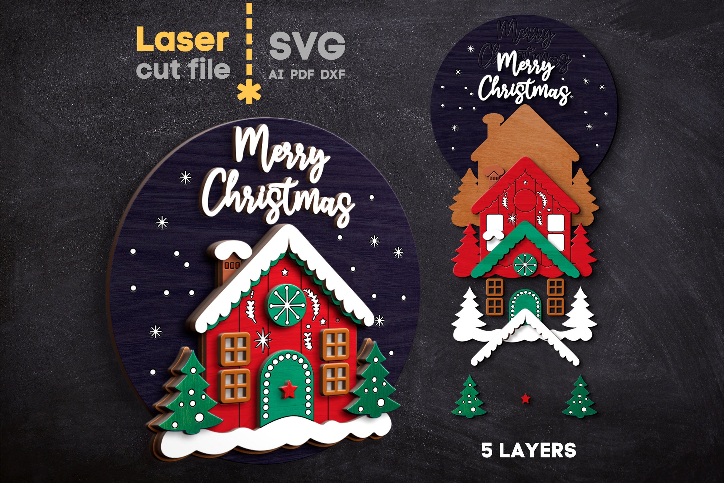 Merry Christmas SVG Bundle. Laser Cut File for Glowforge, Santa Winter ...