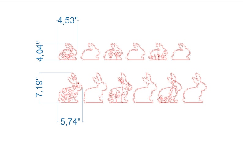 Easter Rabbits SVG Laser Cut File for Glowforge Cricut Floral - Etsy