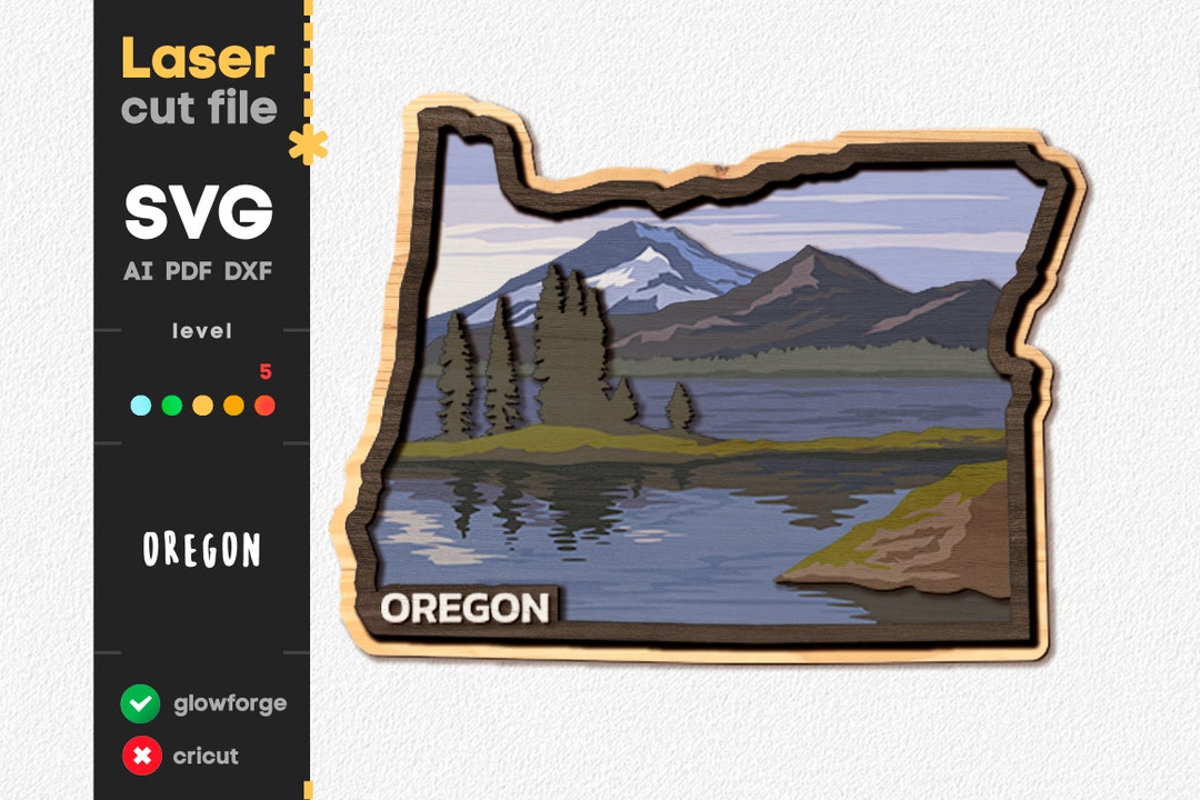 Oregon SVG. Laser Cut File for Glowforge, American States Svg Dxf Ai ...