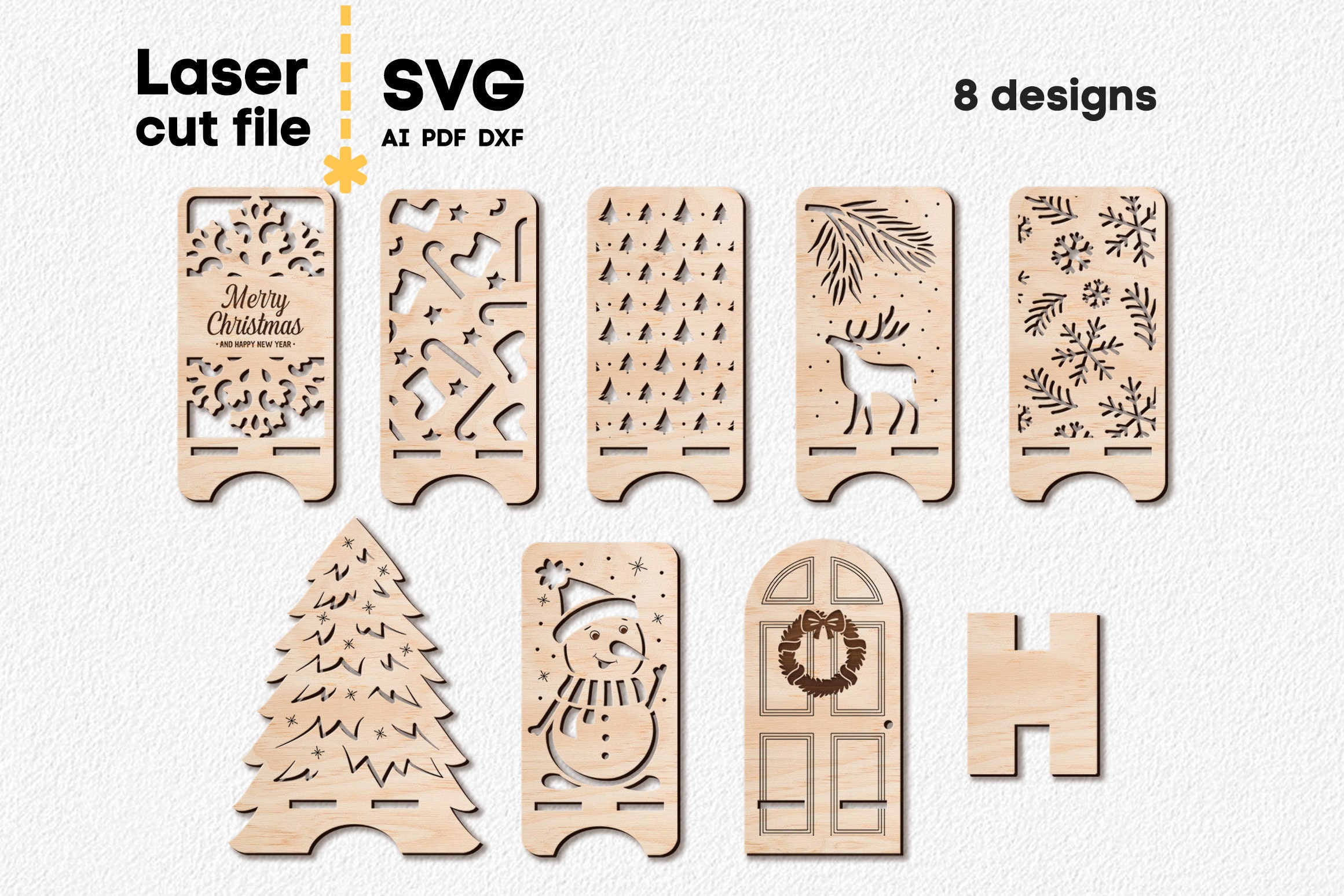 Phone Stand Christmas SVG Bundle. Laser Cut File for Glowforge - Etsy