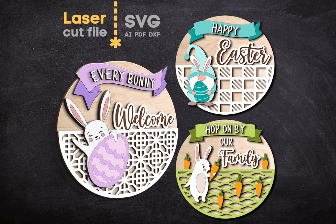 Happy Easter Bundle SVG. Laser Cut File for Glowforge. Easter Decor ...