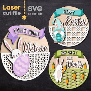 Happy Easter Bundle SVG. Laser Cut File for Glowforge. Easter Decor ...