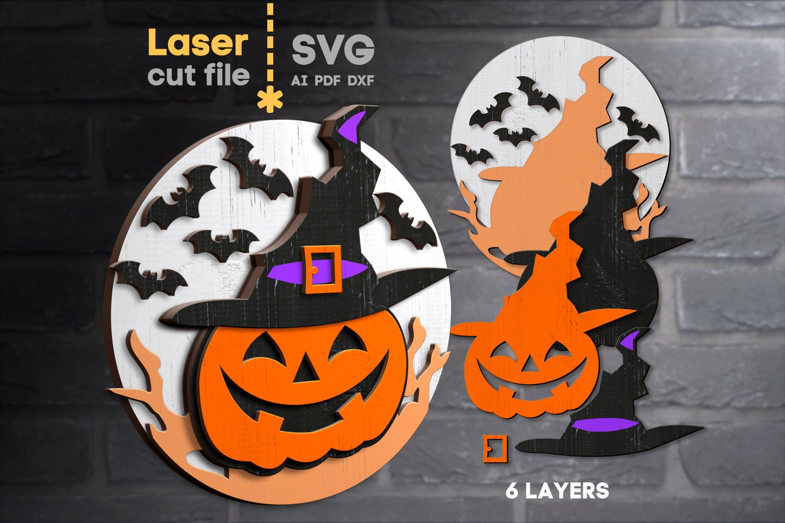 Halloween SVG Bundle. Laser Cut File for Glowforge, Bat Pumpkin Witch ...