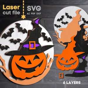 Halloween SVG Bundle. Laser Cut File for Glowforge, Bat Pumpkin Witch ...