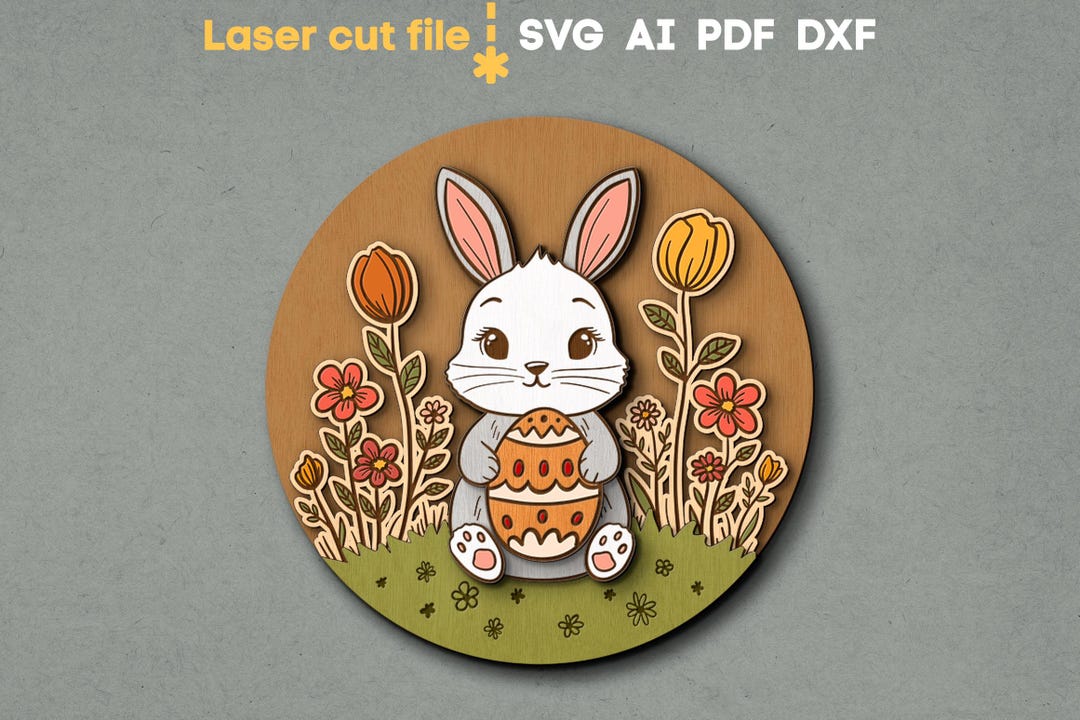 Easter SVG. Laser Cut File for Glowforge, Rabbit Bunny Egg Spring ...