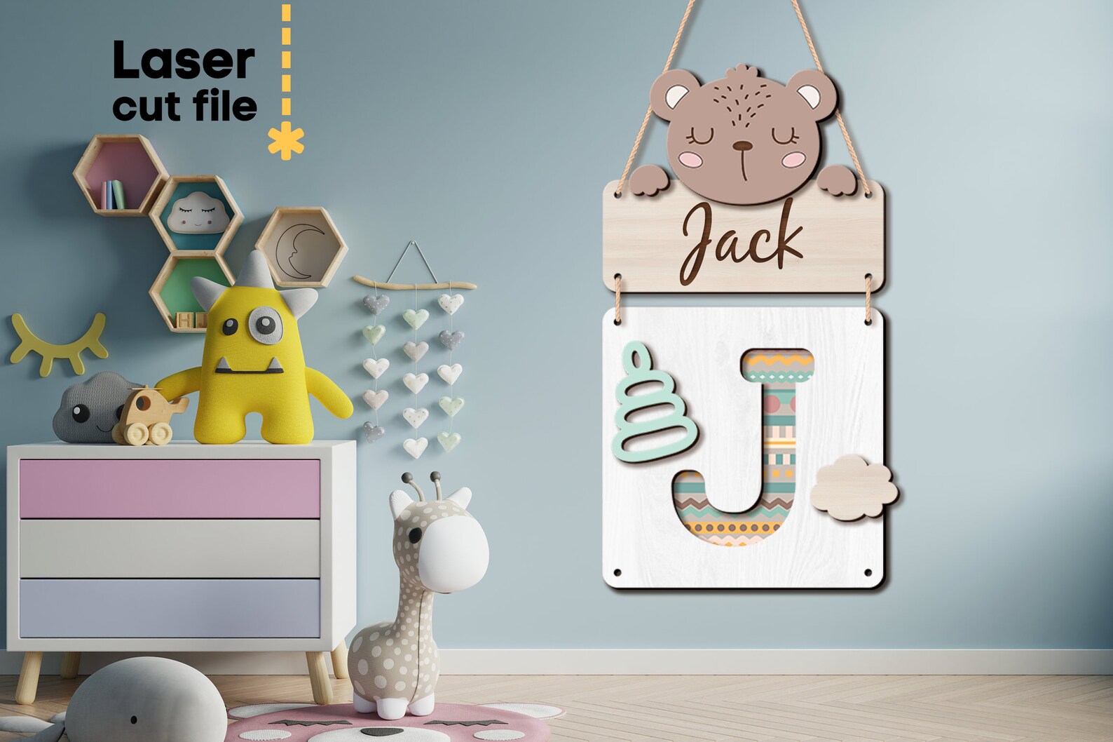 Baby Name Sign SVG Bundle. Laser Cut File for Glowforge, Set Nursery ...