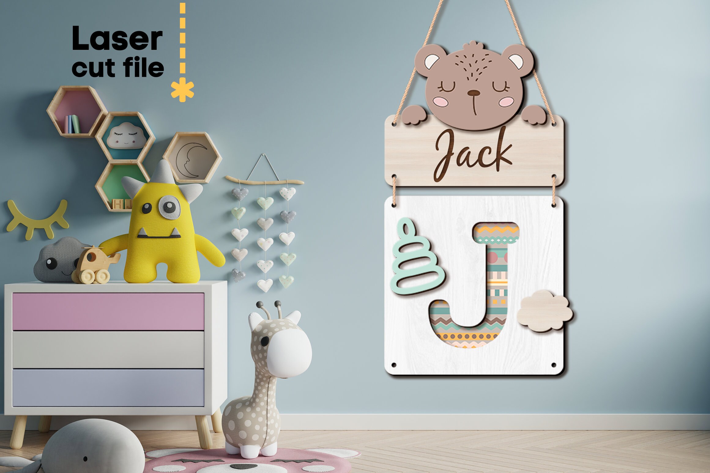 Baby Name Sign SVG Bundle. Laser Cut File for Glowforge, Set Nursery ...