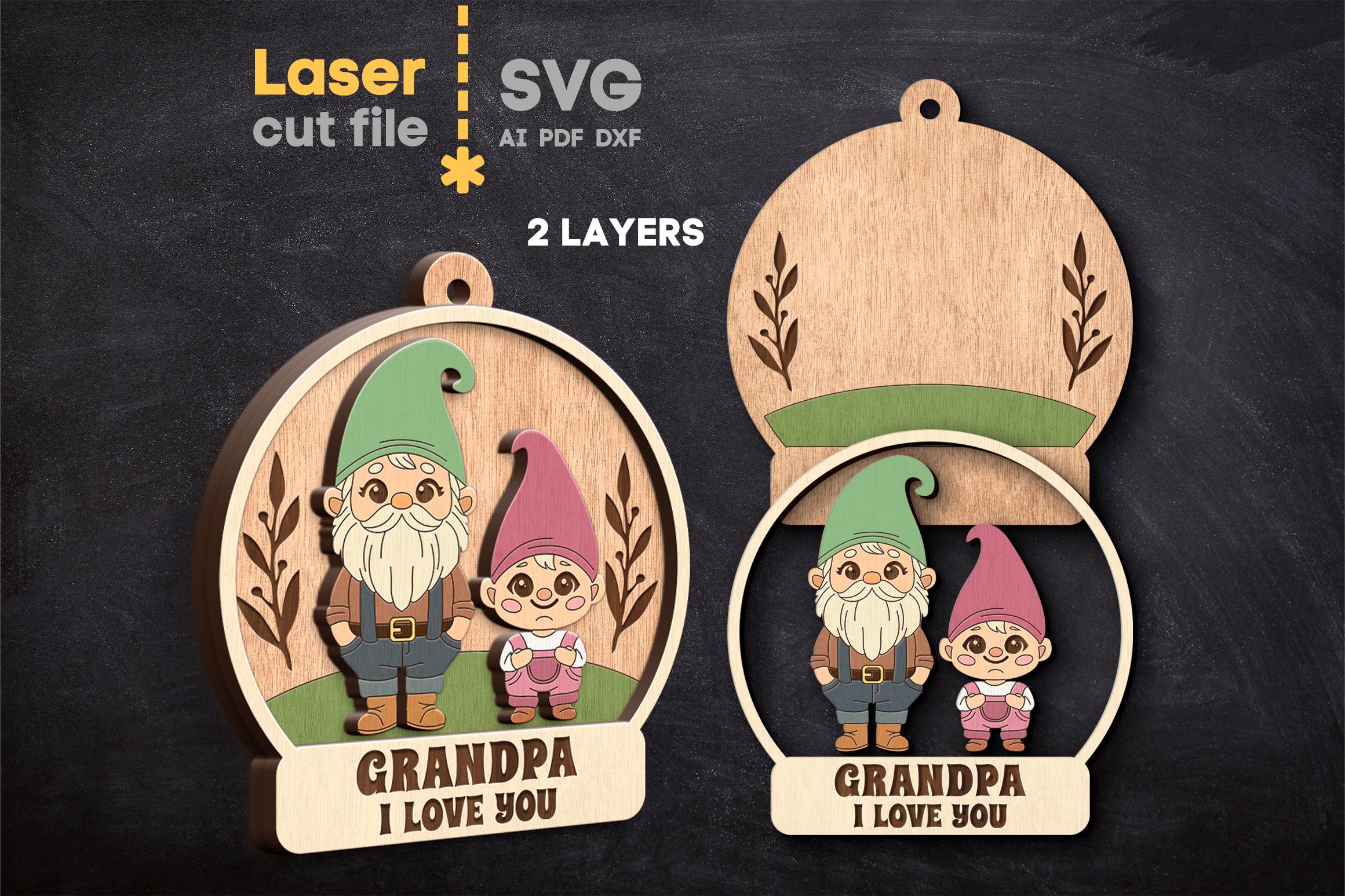 Gnome Family SVG Bundle. Laser Cut File for Glowforge, Grandma Grandpa ...