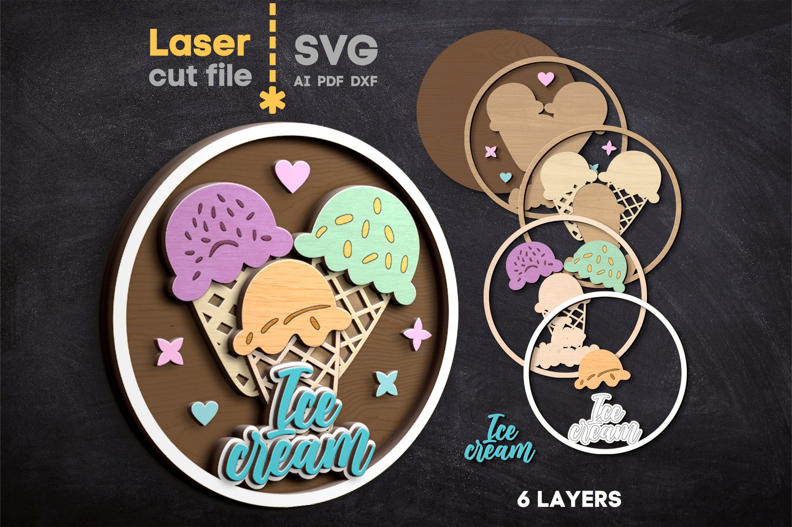 Sweets SVG Bundle. Laser Cut File for Glowforge, Ice Cream Cupcake ...