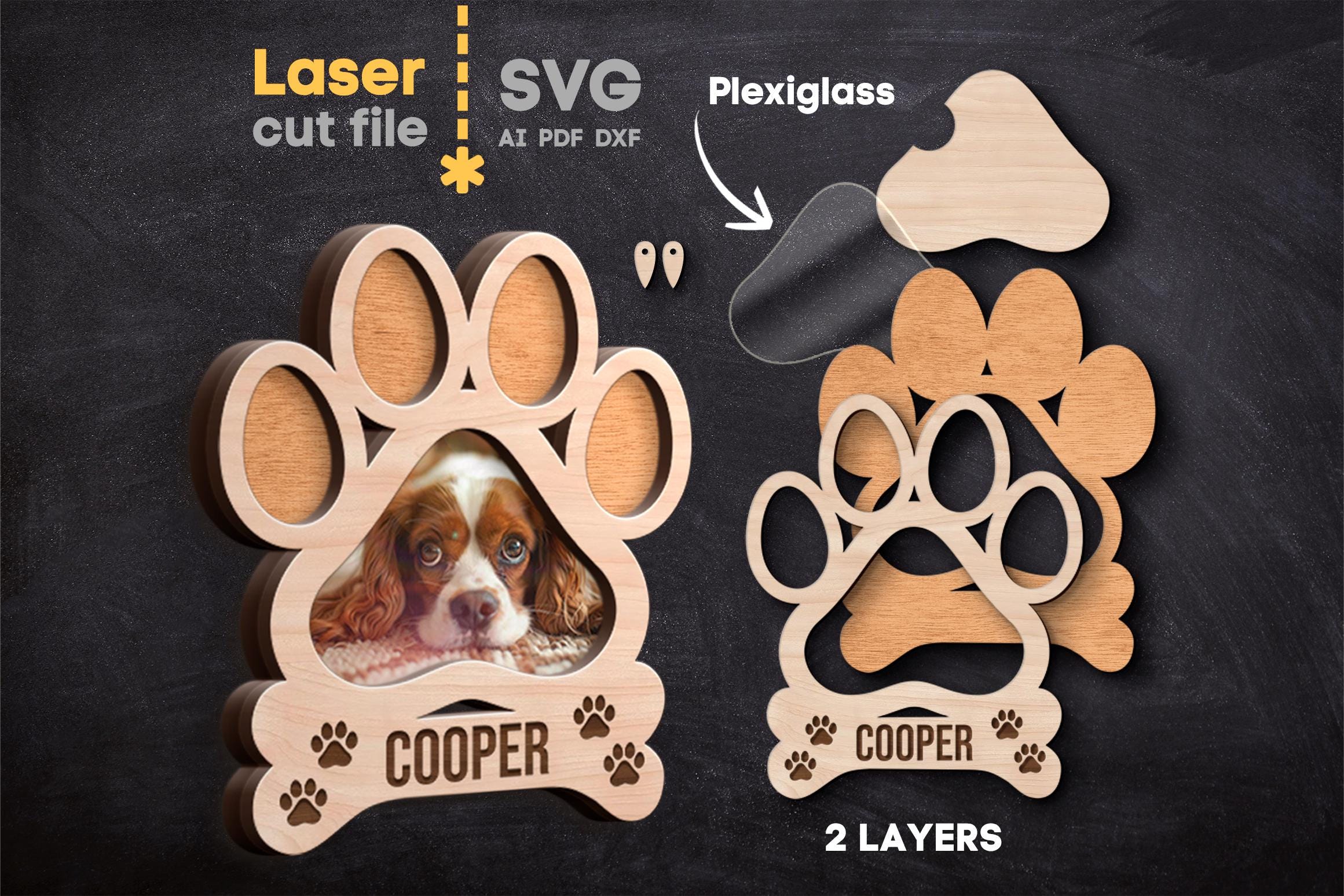 Pet Photo Frames SVG Bundle. Laser Cut File for Glowforge, Cat Dog Name ...
