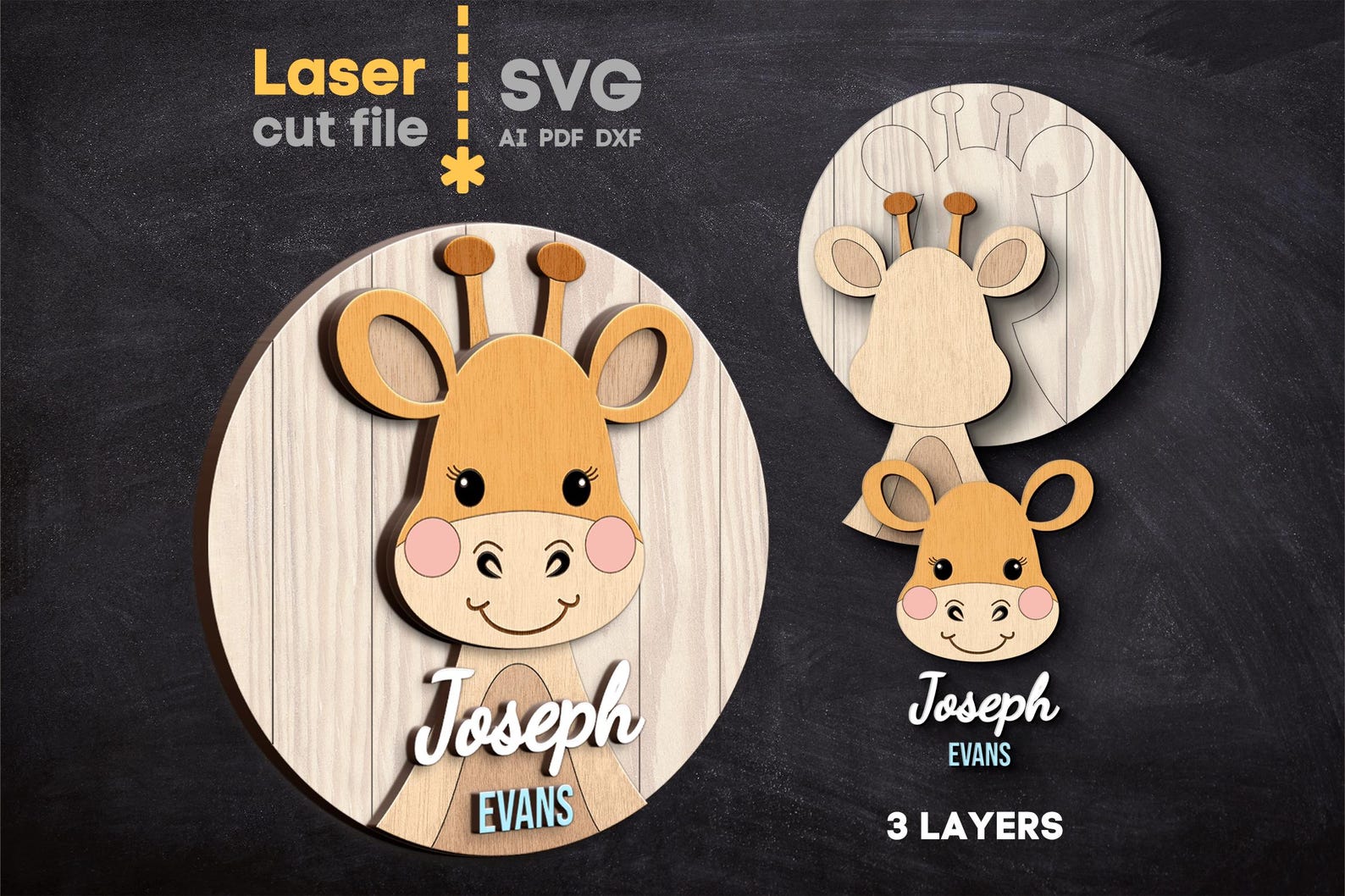 Baby Name Sign SVG Bundle. Laser Cut File for Glowforge, Cute Animals ...