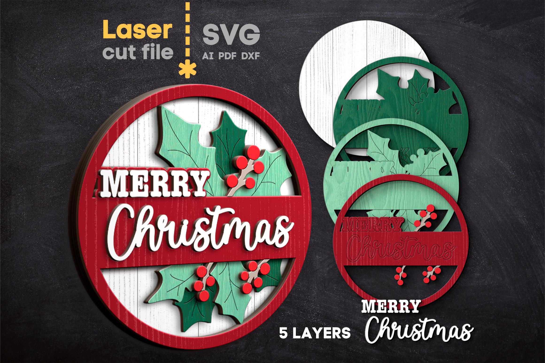 Merry Christmas SVG Bundle. Laser Cut File for Glowforge, Santa Deer ...
