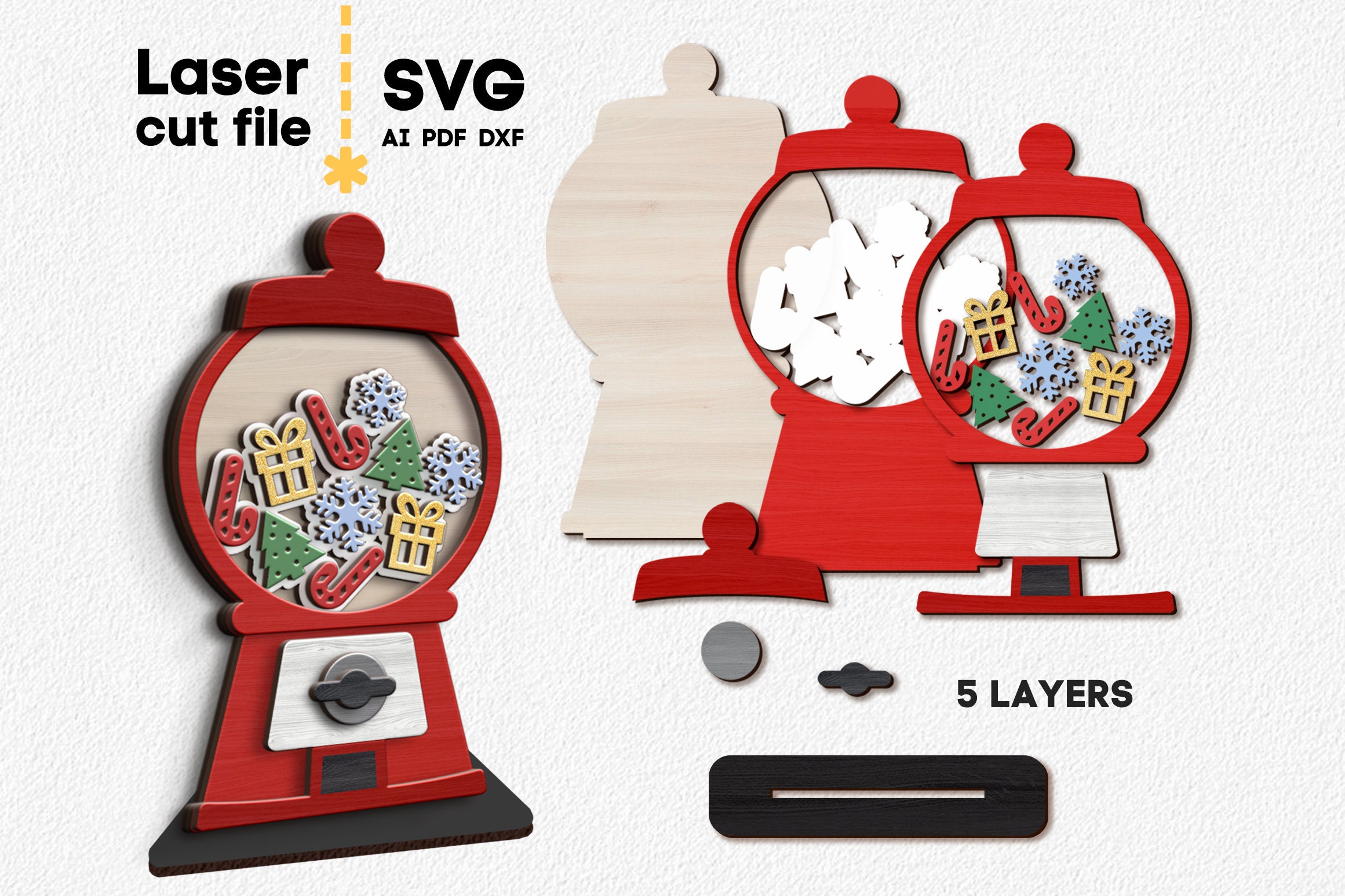 Gumball Machine SVG Bundle Laser Cut File for Glowforge - Etsy Canada